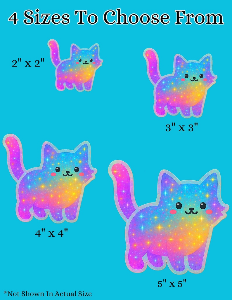 Rainbow Cat Sticker: Sparkly Built in Vinyl Decal - Etsy