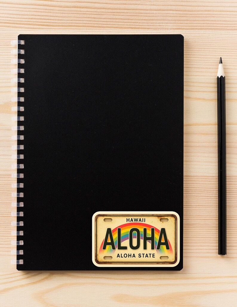 Retro Hawaii ALOHA License Plate Sticker: 80s Beach Vibes Decal - Etsy