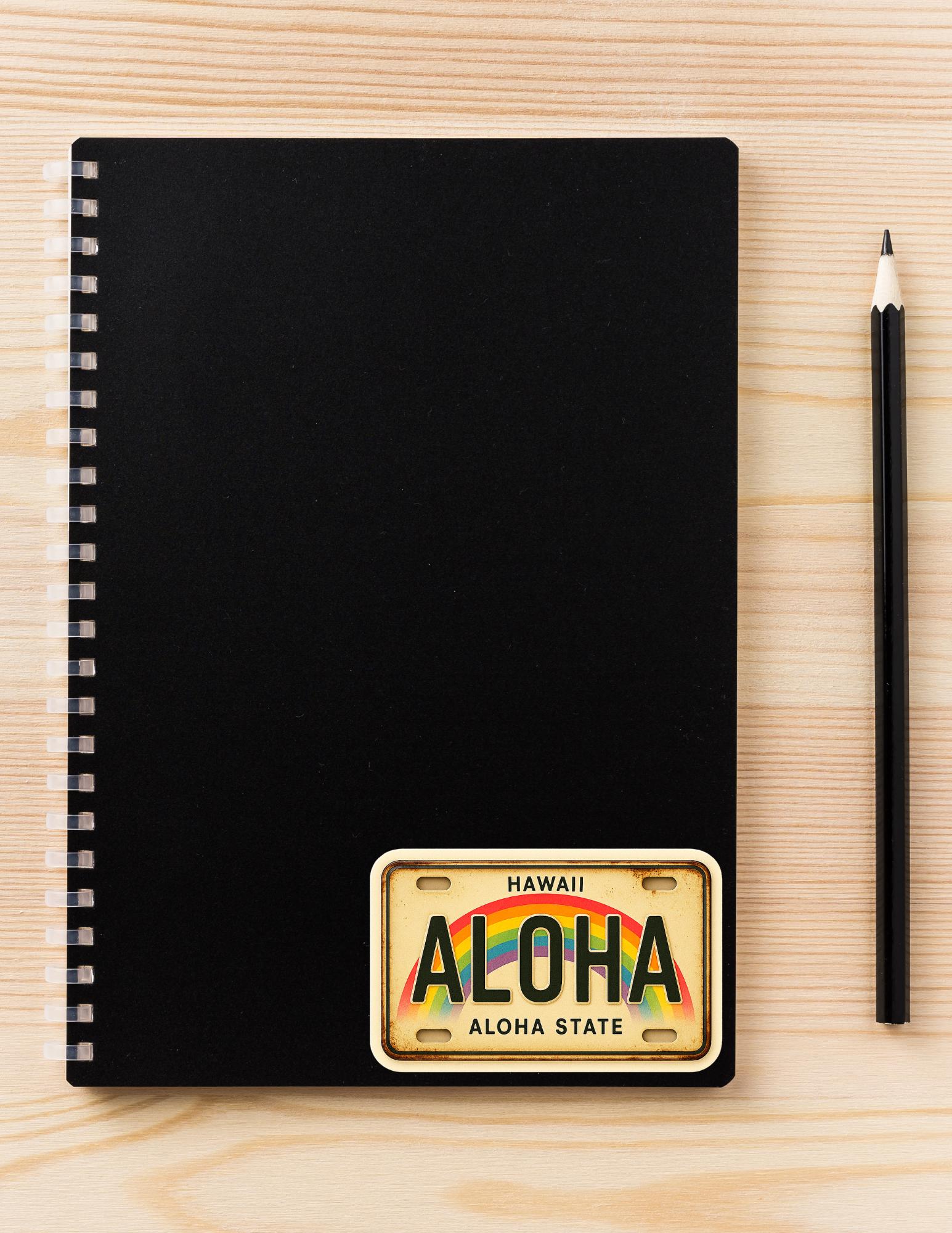 Retro Hawaii ALOHA License Plate Sticker: 80s Beach Vibes Decal - Etsy
