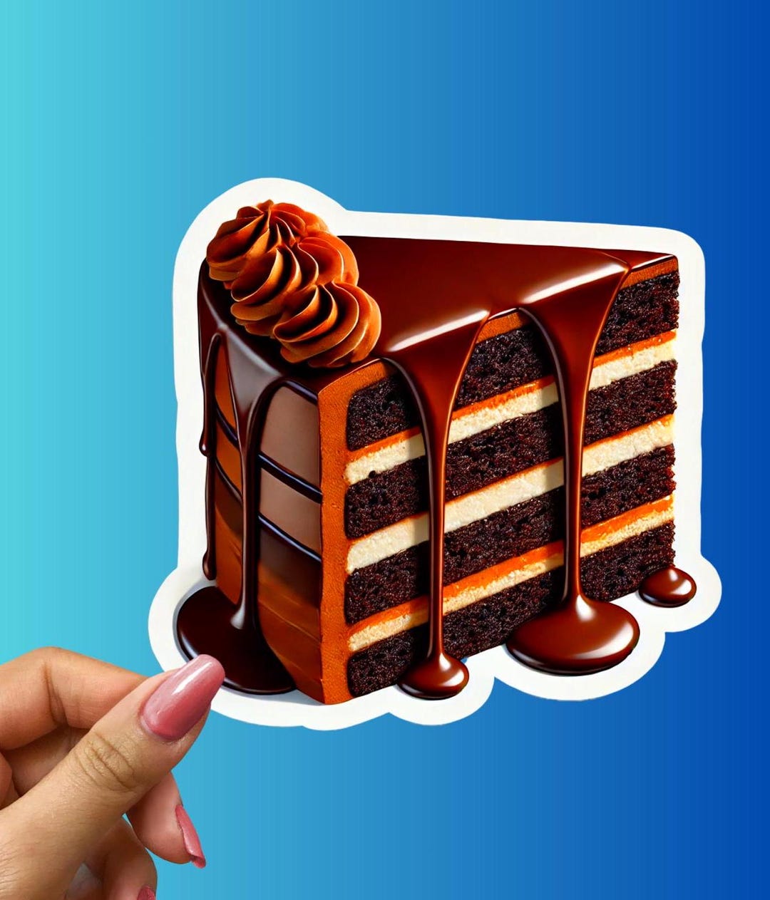 Chocolate Cake Slice Sticker: Decadent Dessert Decal - Etsy