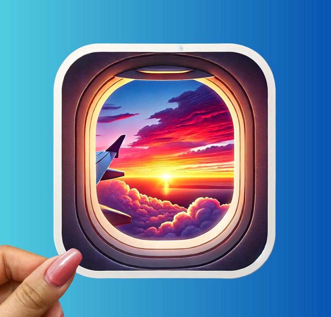 Airplane Window Sunset Sticker: Travel Art Decal - Etsy