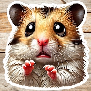 Adorable Scared Hamster Sticker - Cute and Expressive Pet Vinyl Decal ...