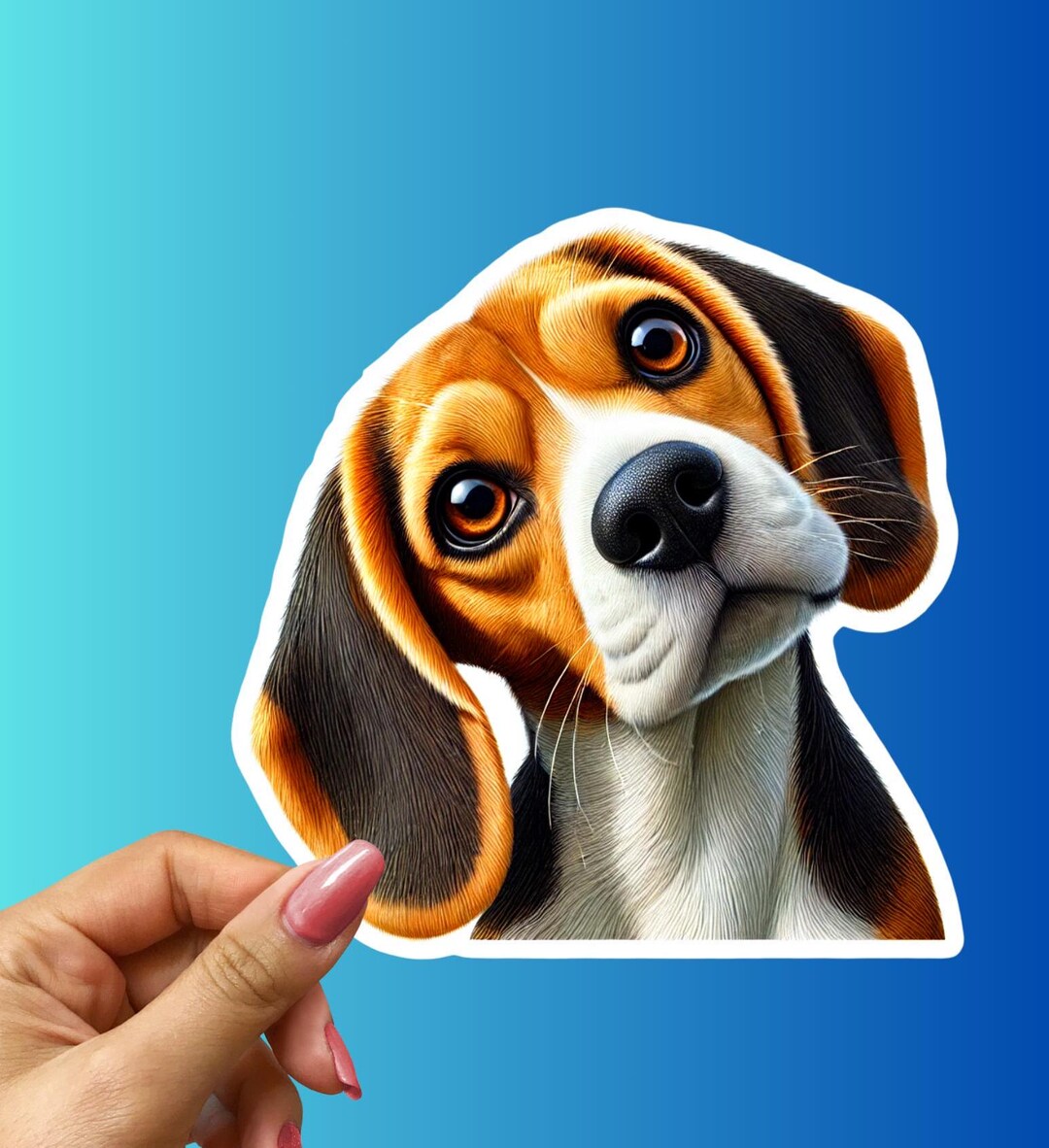 Adorable Beagle Dog Tilting Its Head Sticker – Cute Puppy Decal ...