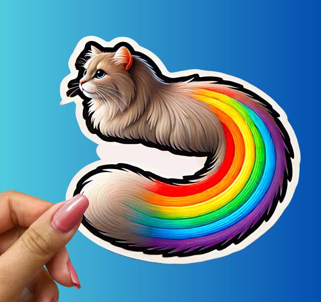 Rainbow Cat Tail Sticker: Pride Vinyl Decal - Etsy