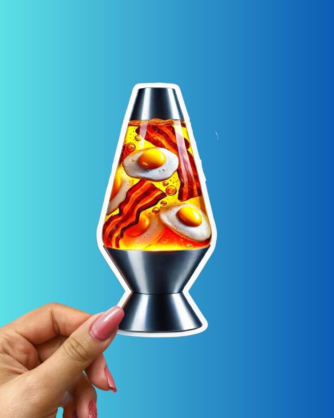 Funny Lava Lamp Sticker Bacon and Eggs Vinyl Decal Breakfast Food Art ...