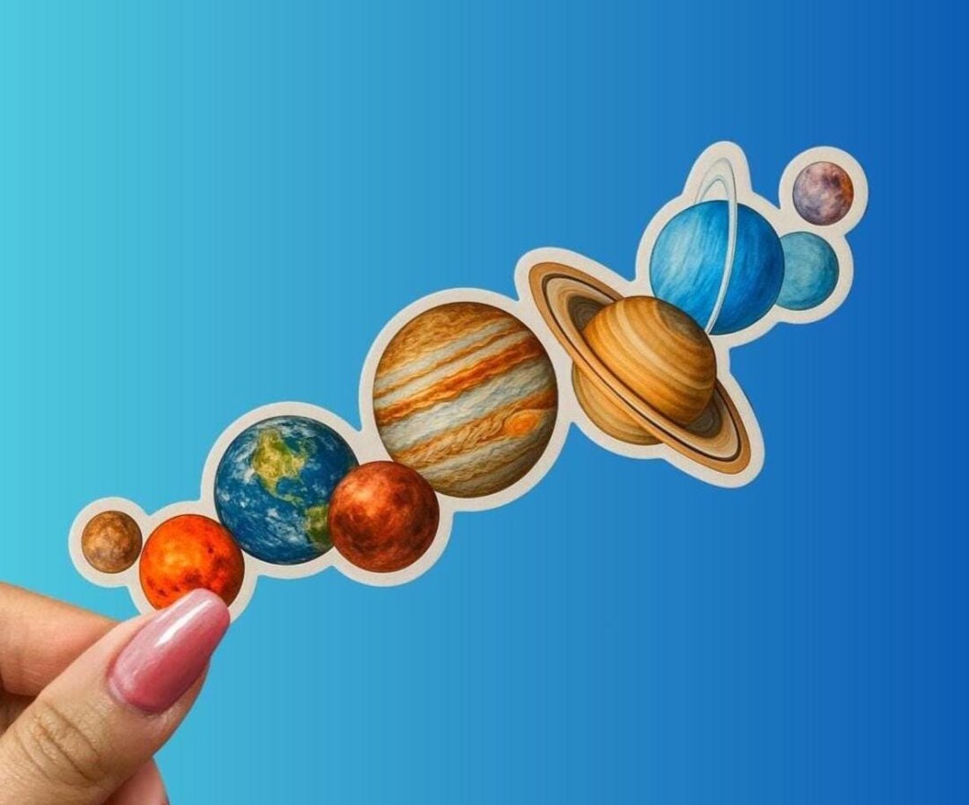 Solar System Sticker: Realistic Planets Vinyl Decal - Outer Space Decor ...
