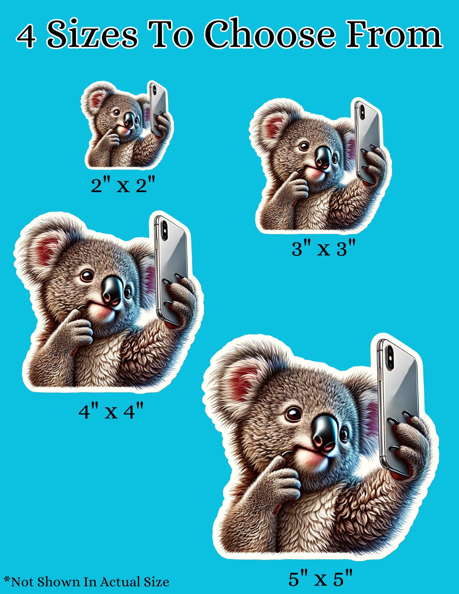 Adorable, Realistic Baby Koala Bear Taking A Selfie Vinyl Sticker ...