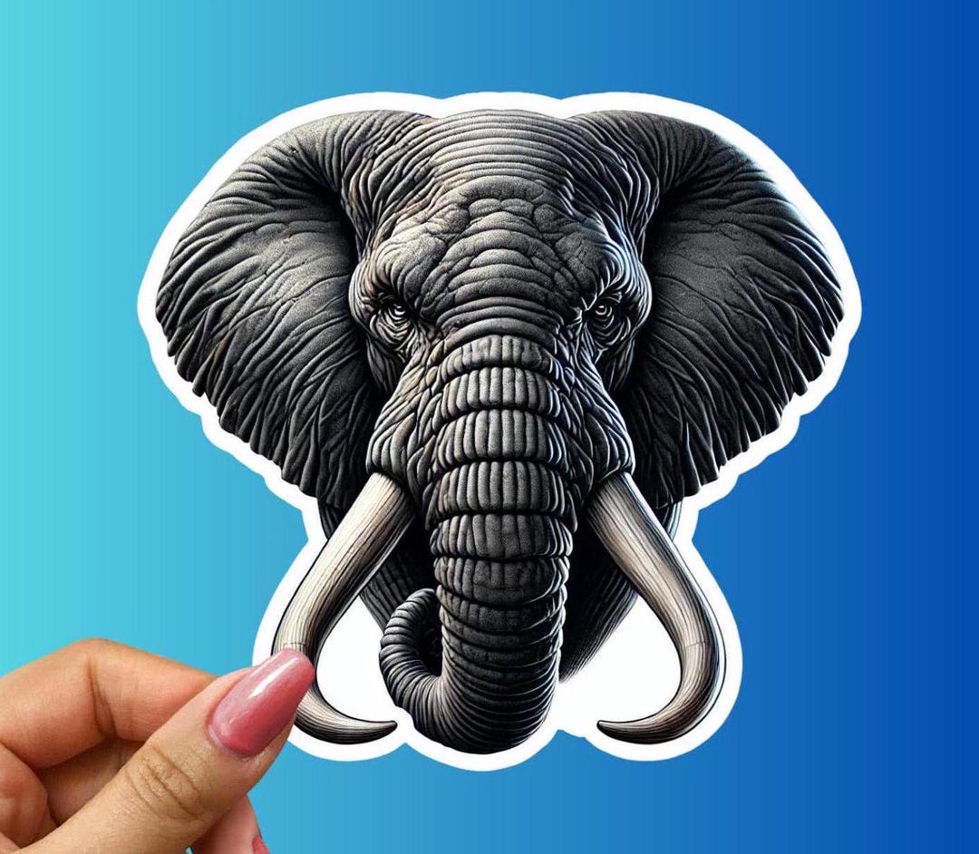 Majestic African Elephant Sticker: Wildlife Art Decal - Etsy