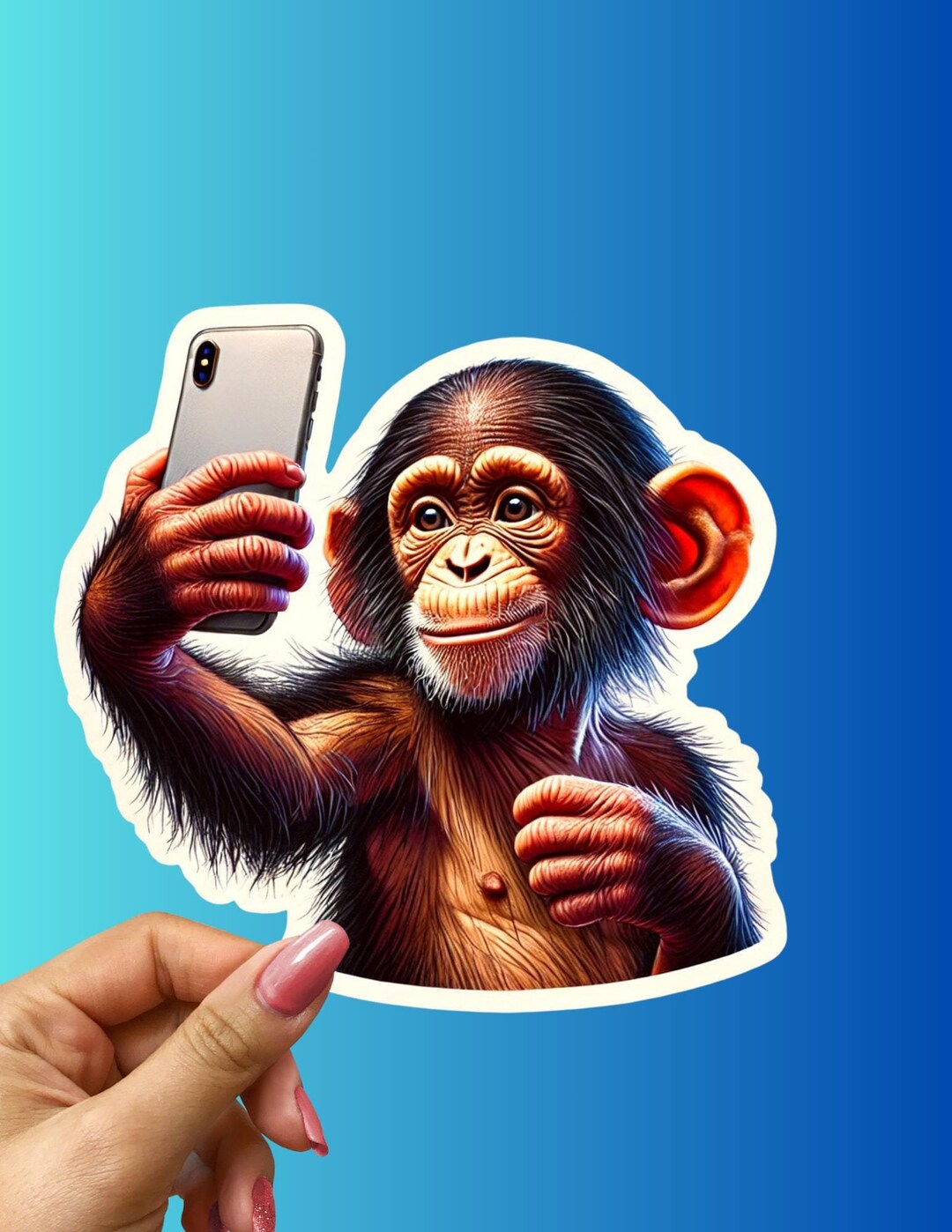 Baby Chimp Selfie Sticker: Water-resistant Vinyl Decal - Etsy