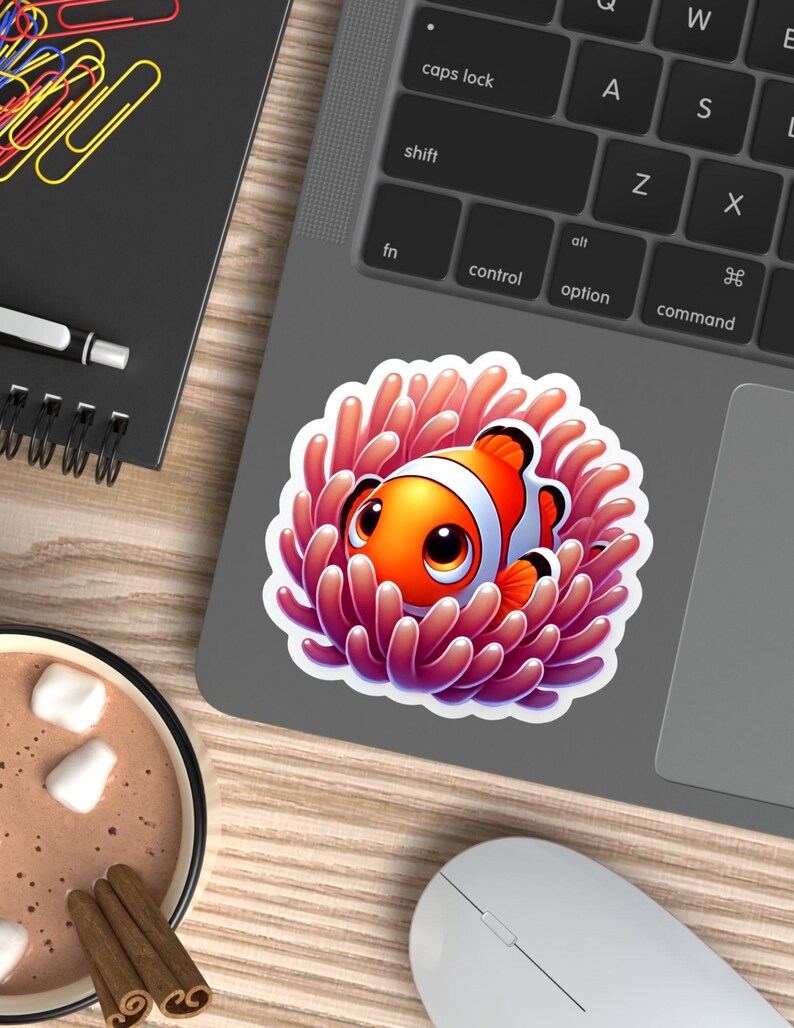Clownfish Sticker: Bright Coral Reef Fish Vinyl Decal - Etsy