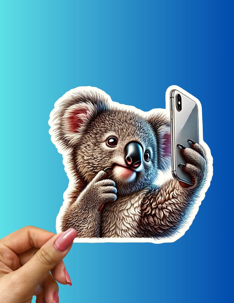 Adorable, Realistic Baby Koala Bear Taking A Selfie Vinyl Sticker ...