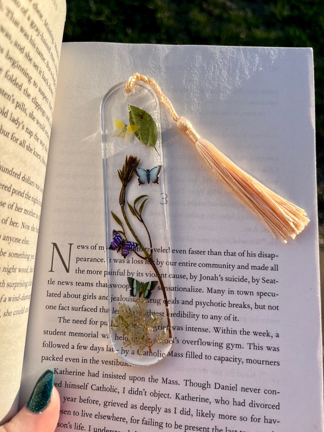 Butterfly Garden Bookmark, Book Mark, Rectangle, Round Bookmark, Floral ...