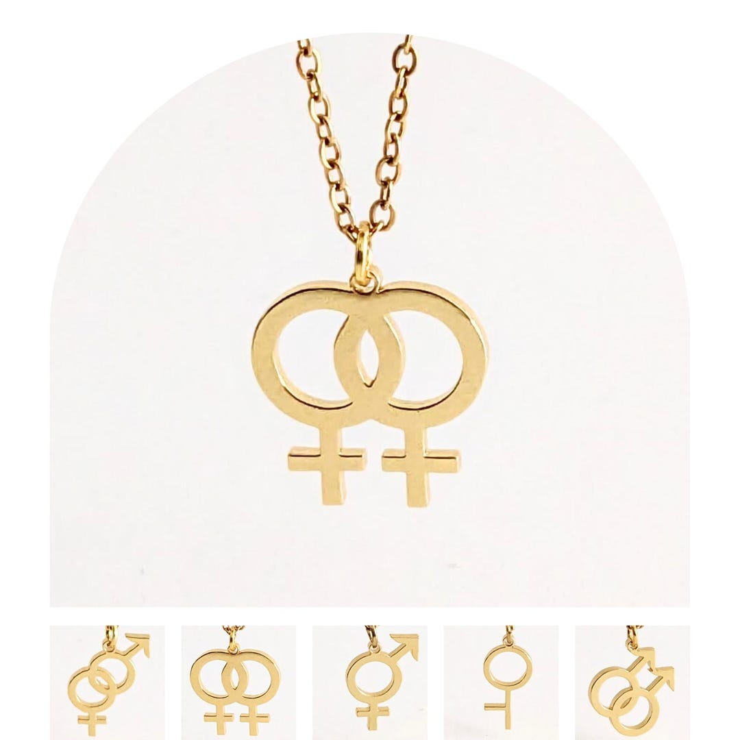 Double Venus Necklace, Coming Out Gift, Gold Lesbian Pride, Lgbtq - Etsy