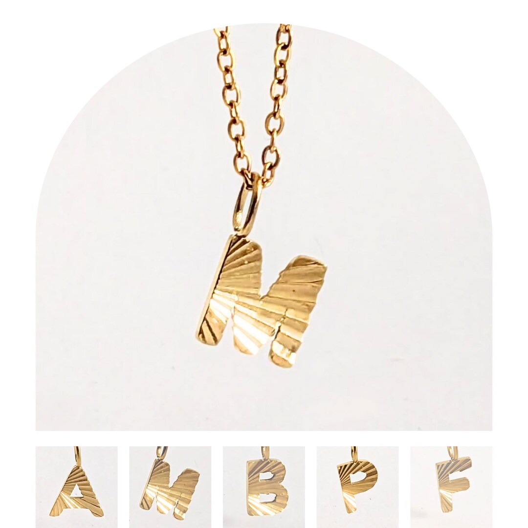 Letter Necklace, 14K Solid Gold Dainty Letter Necklace, Gold Initial ...