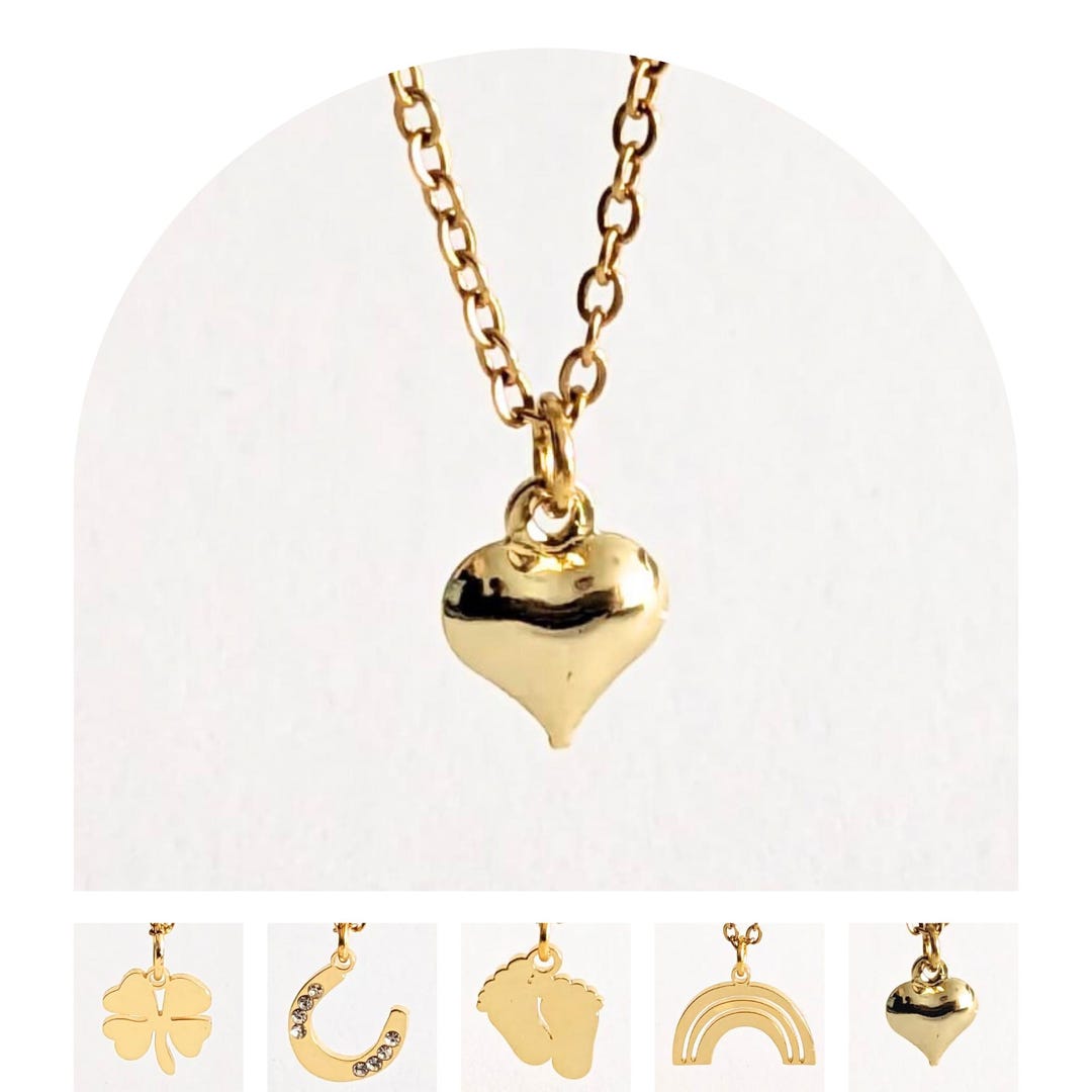 Lucky, 14K Solid Gold Heart Necklace for Women | Puffed Heart Pendant ...