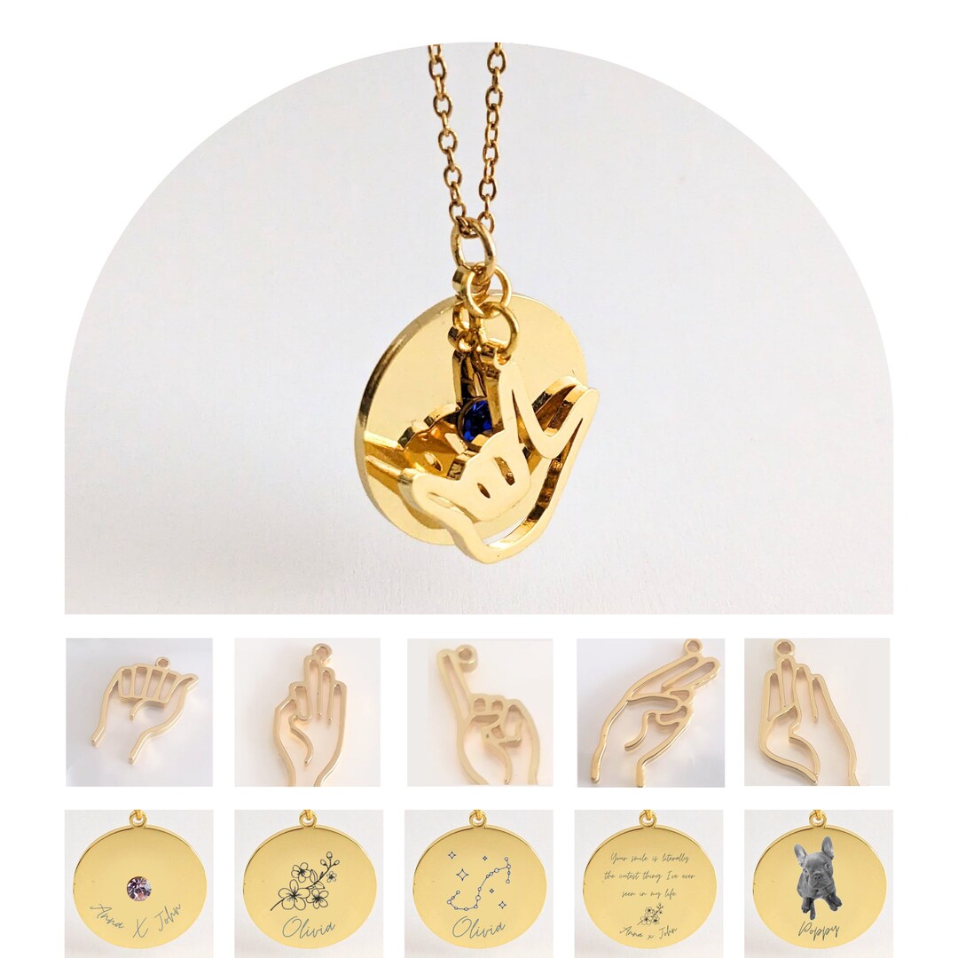ASL Necklace, American Sign Language Necklace, Custom Name Sign ...