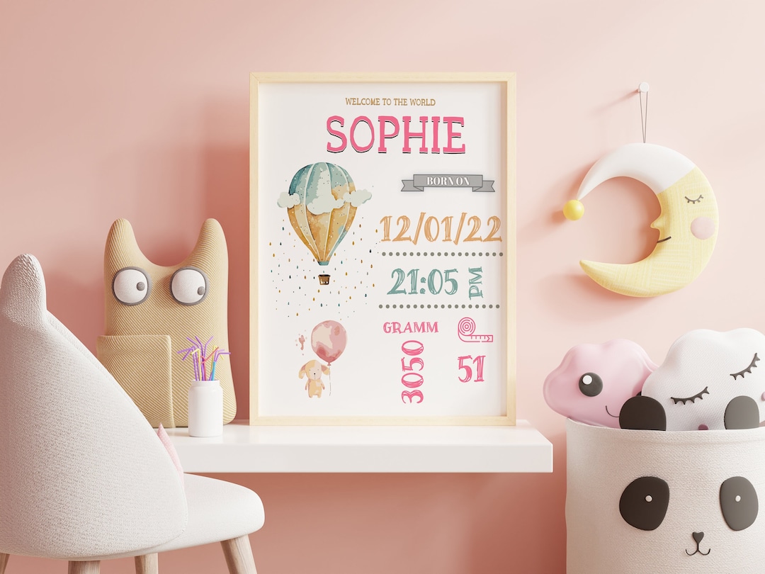 Personalized Baby Girl Wall Poster | Newborn Wall Poster | Nursery ...