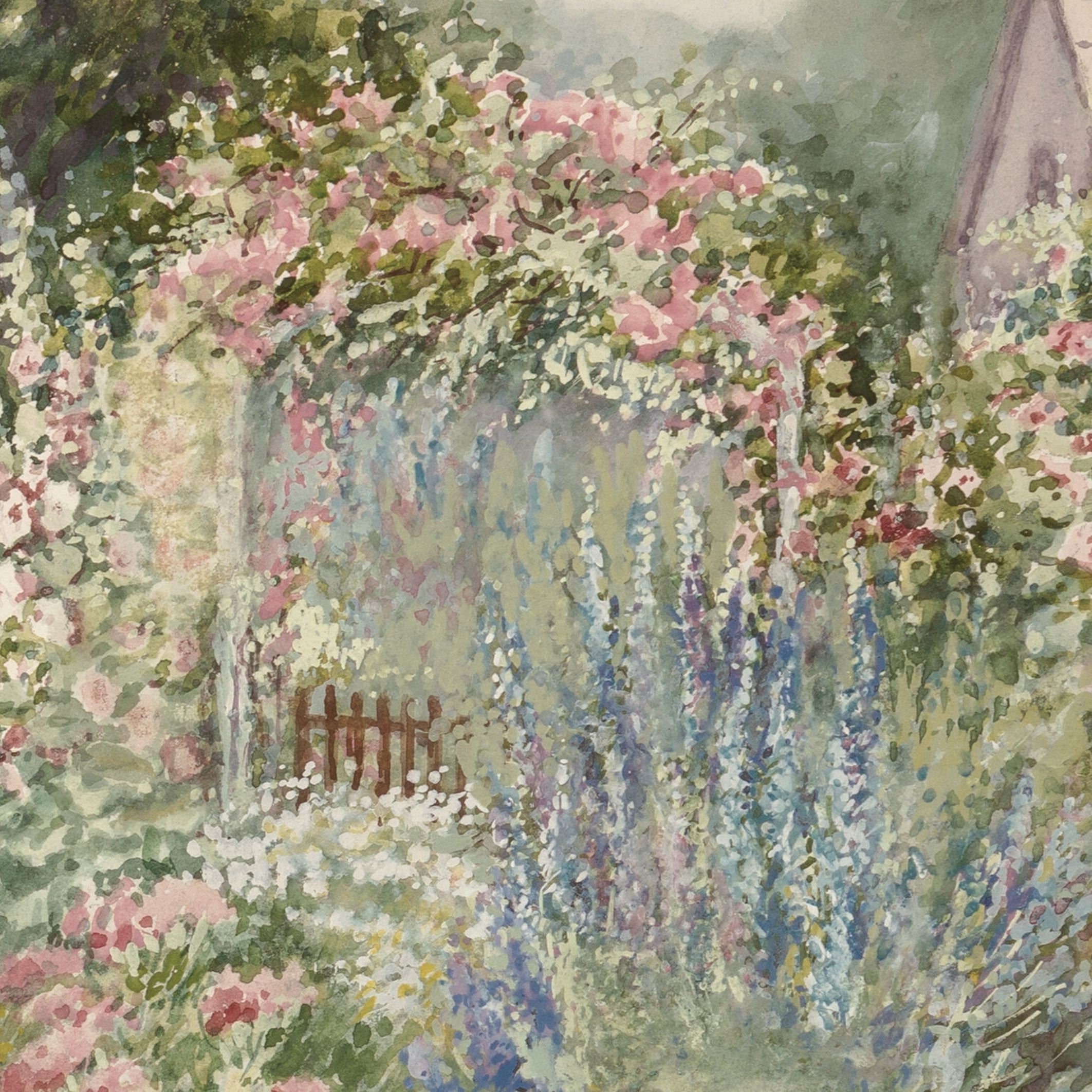 MAILED Giclée Print Flower Garden Antique Watercolor Painting Vintage ...