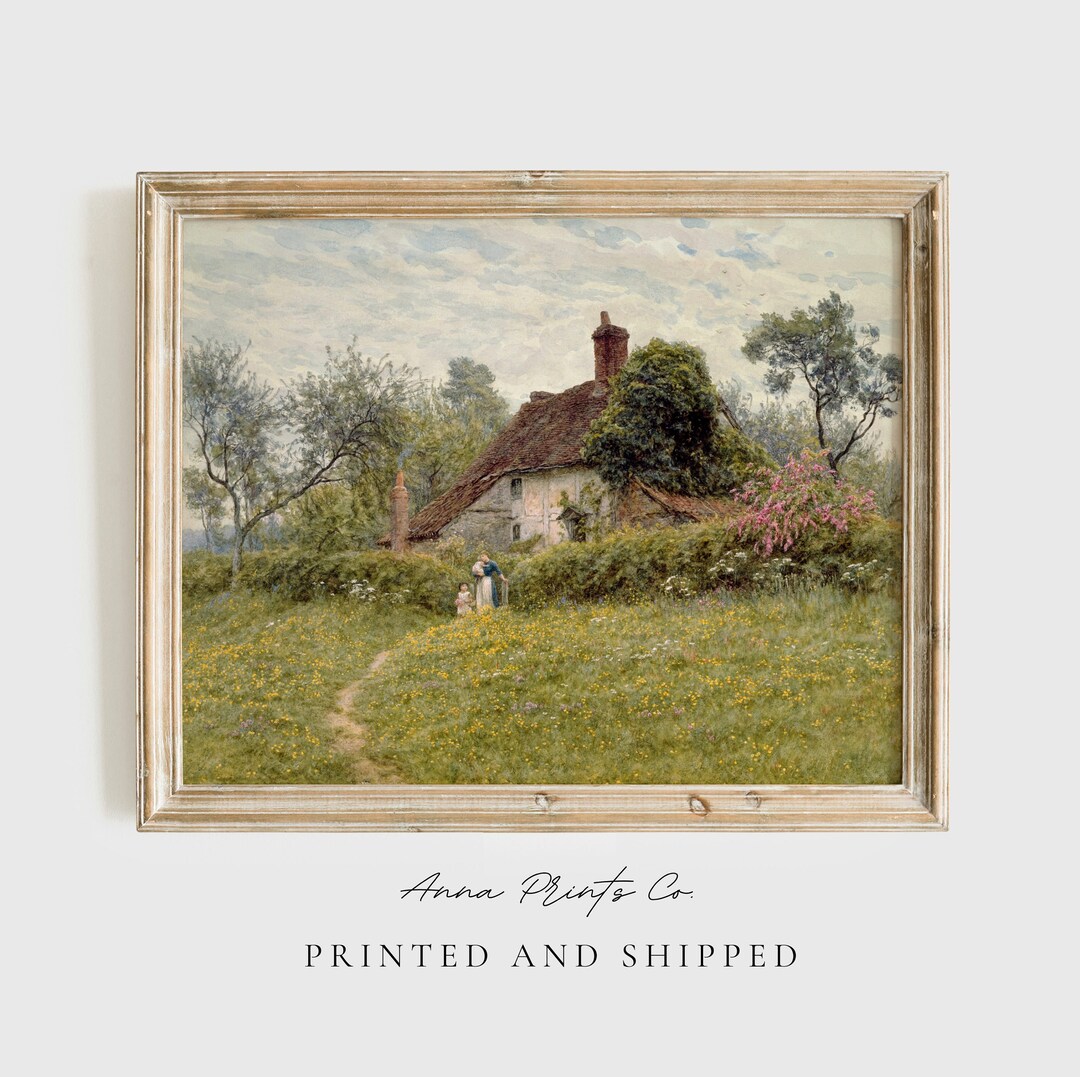 MAILED Giclée Print Antique Countryside Cottage Painting Reproduction ...
