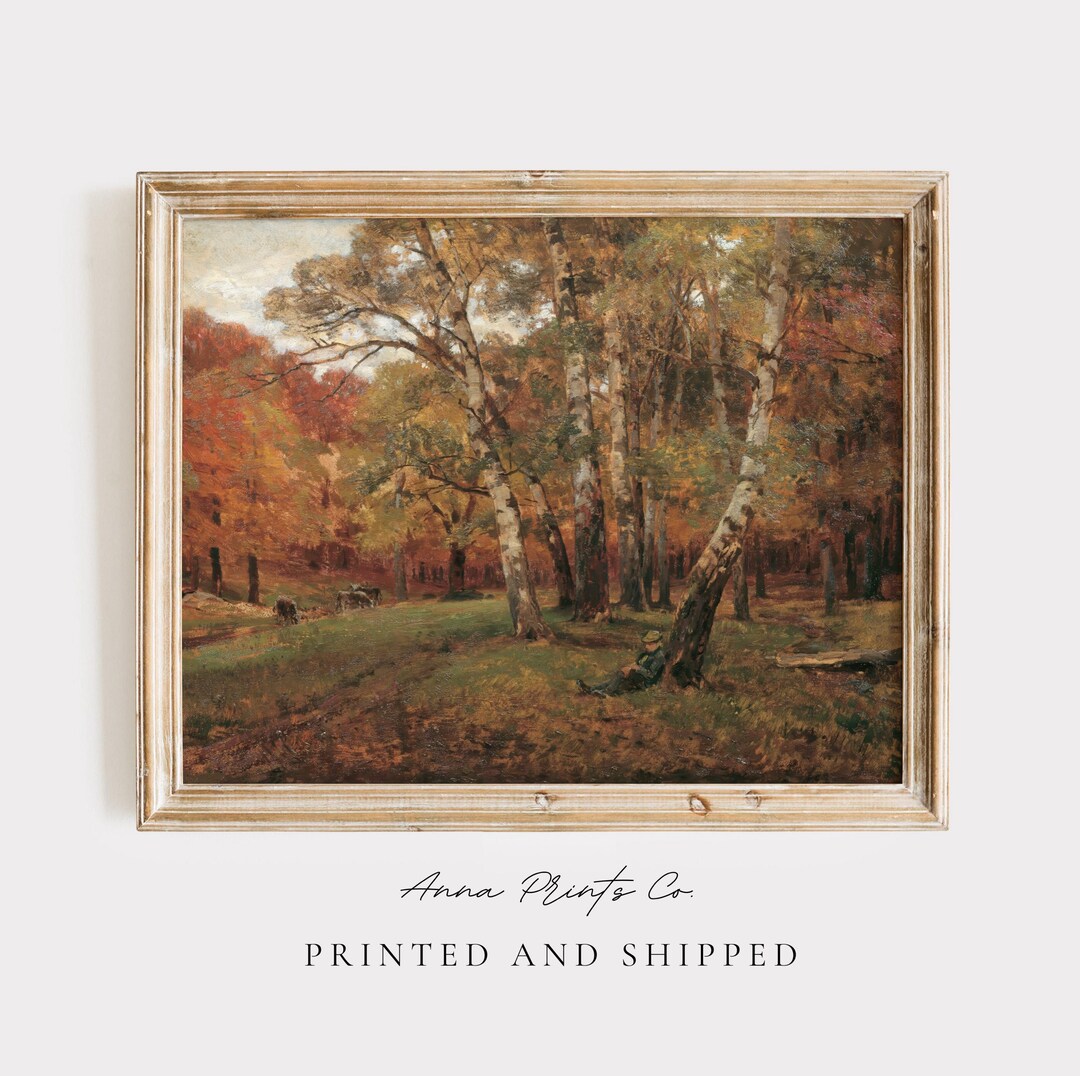 MAILED Giclée Print Rustic Autumn Forest Landscape Painting Vintage ...