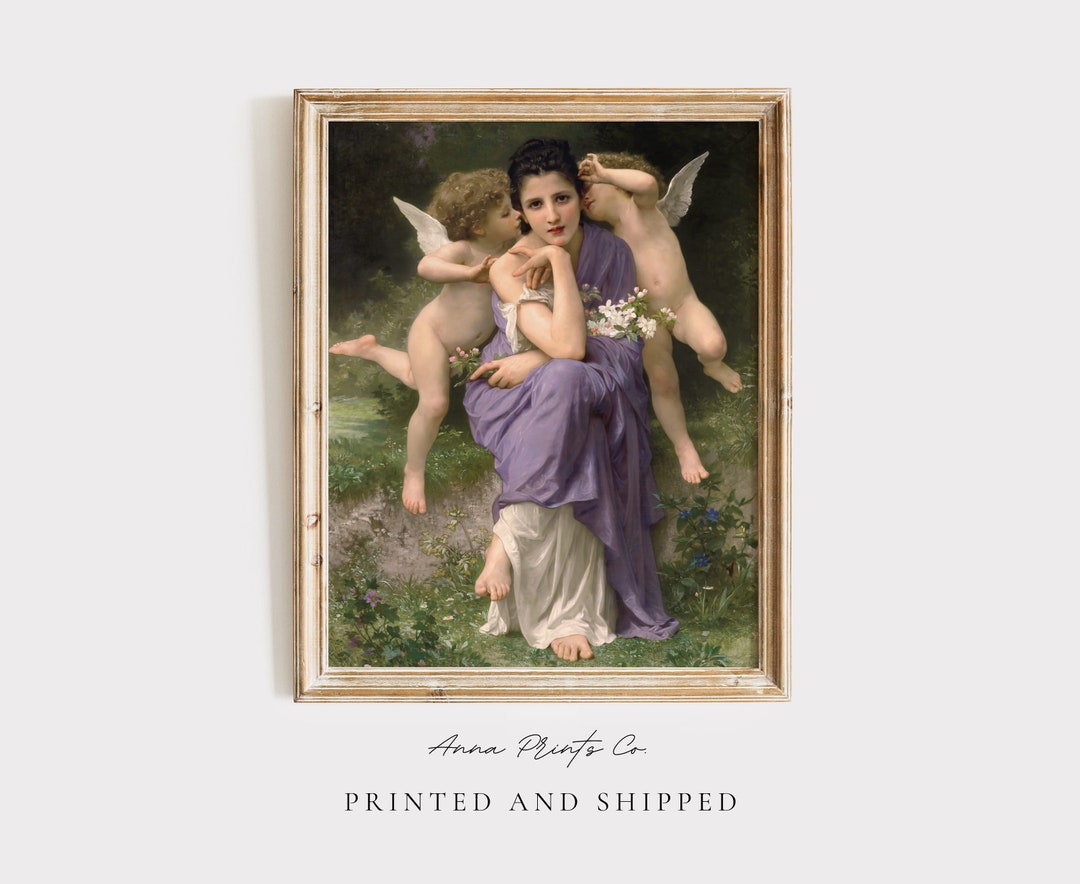 MAILED Giclée Print Antique Young Woman With Cherubs Painting Classical ...