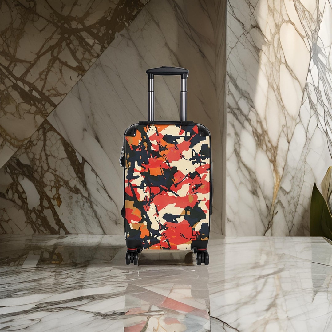 Red Paint Splatter Camo Suitcase Men's Suitcase, Custom Luggage, Travel ...