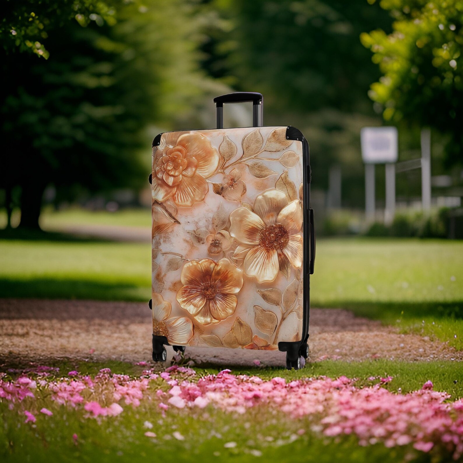 Rose Gold Suitcase Golden Rose Luggage, Suit Case, Luggage, Custom ...