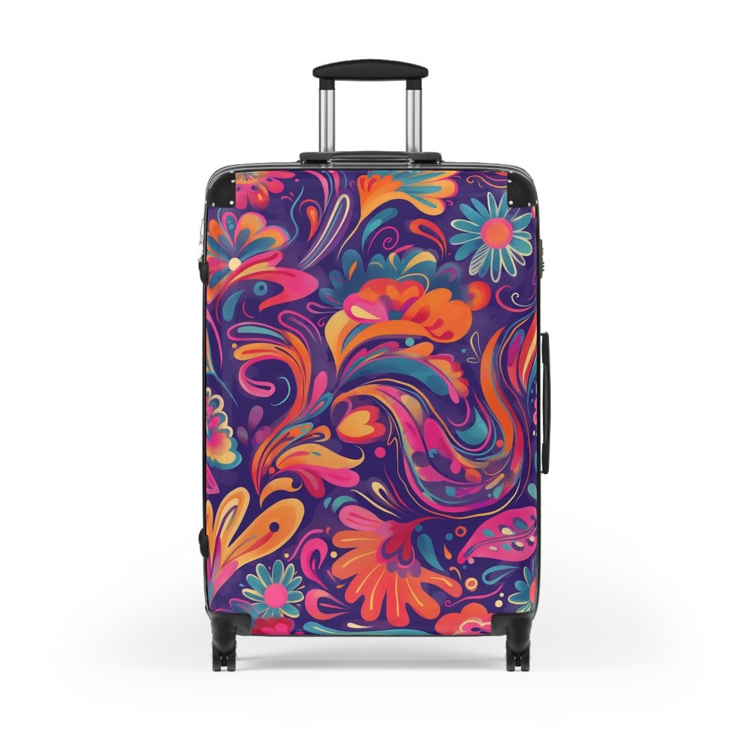 Pink Floral Hippy Suitcase Pink Suitcase, Women's Suitcase, Girls ...