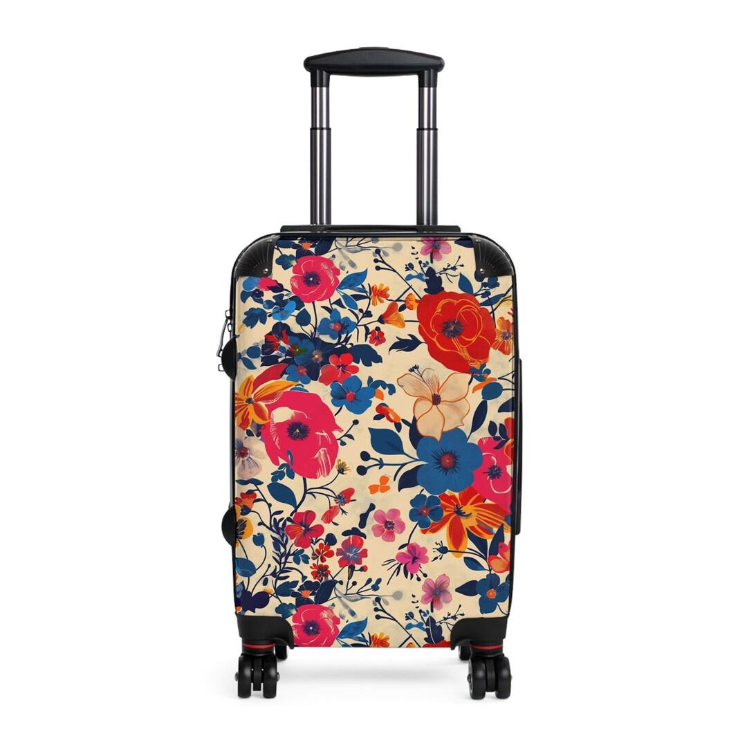 White Flower Suitcase Floral Suitcase, Hippy Flowers Suitcase, Retro ...