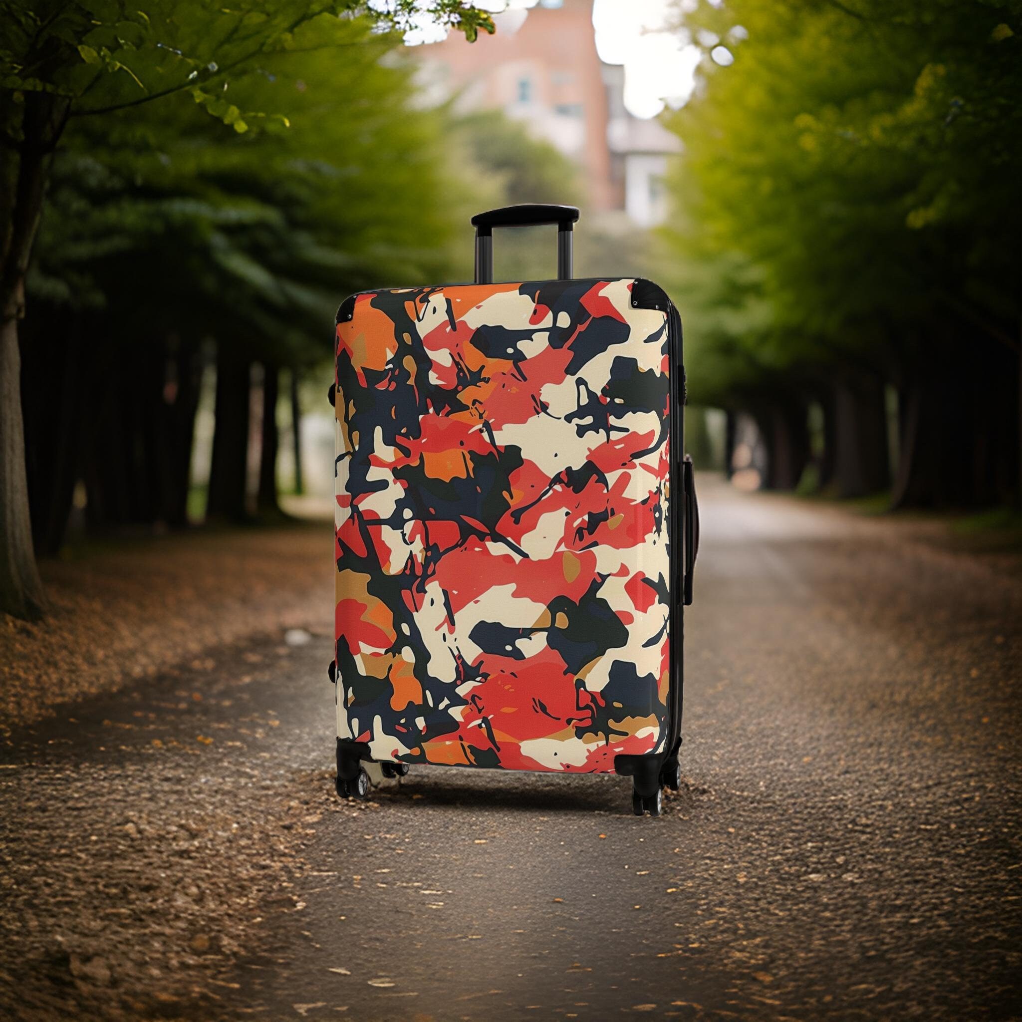 Red Paint Splatter Camo Suitcase Men's Suitcase, Custom Luggage, Travel ...