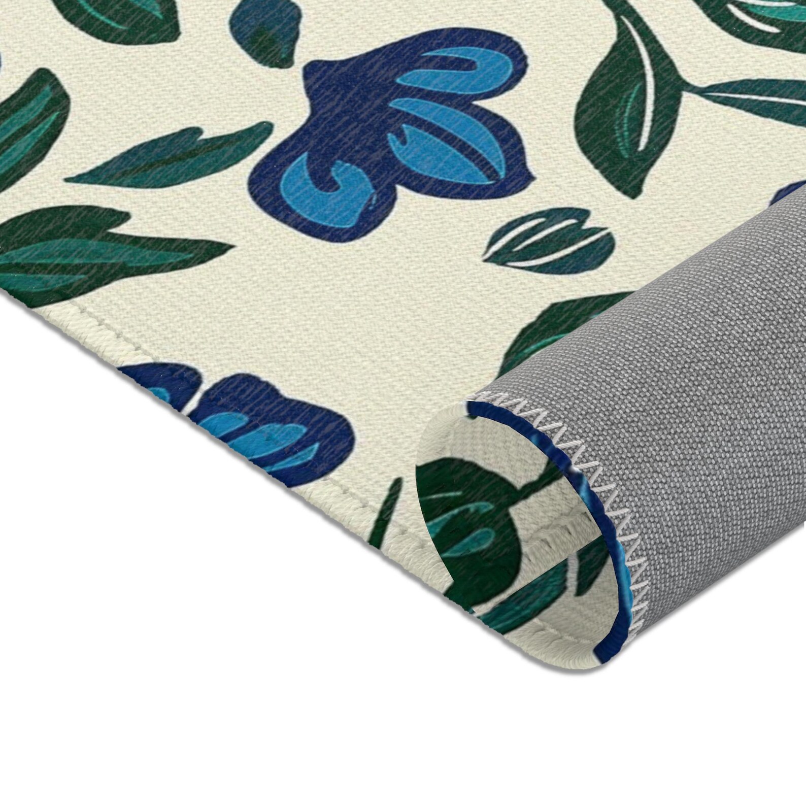 Blue White Contemporary Area Rug 3 Sizes Floral Area Rug, Indoor Decor ...