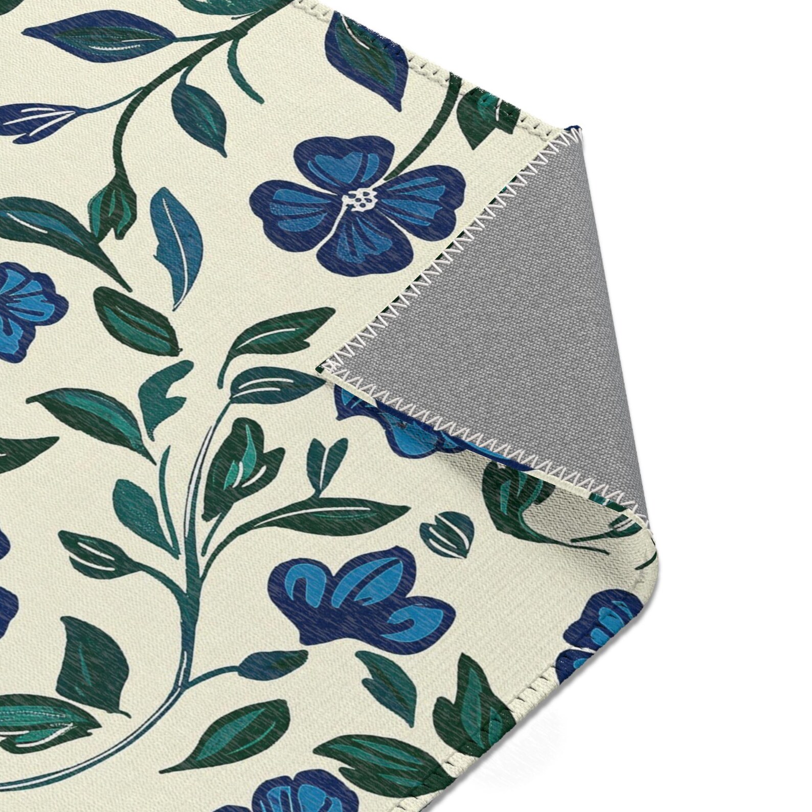 Blue White Contemporary Area Rug 3 Sizes Floral Area Rug, Indoor Decor ...