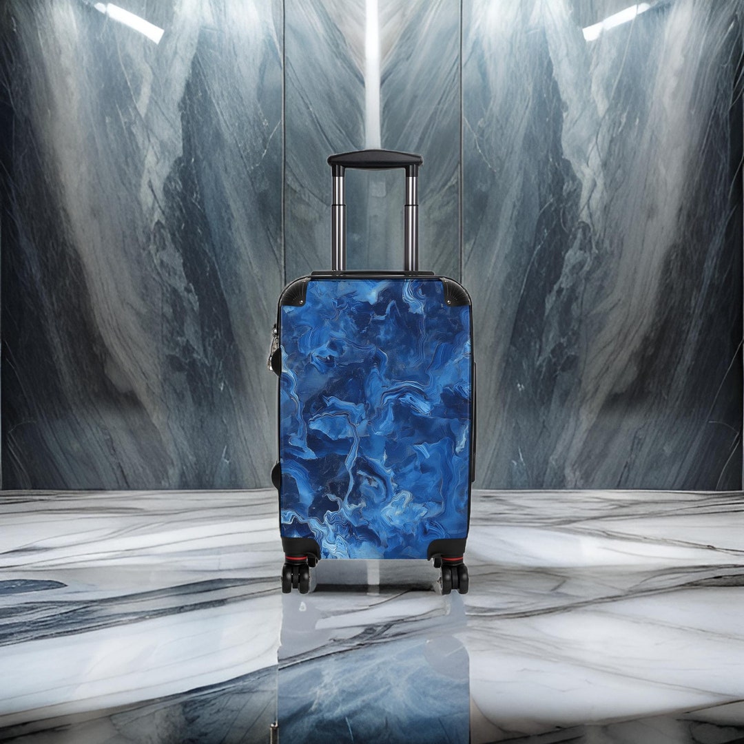 Blue Watercolor Suitcase Luggage, Large Suit Case, Custom Suitcase ...
