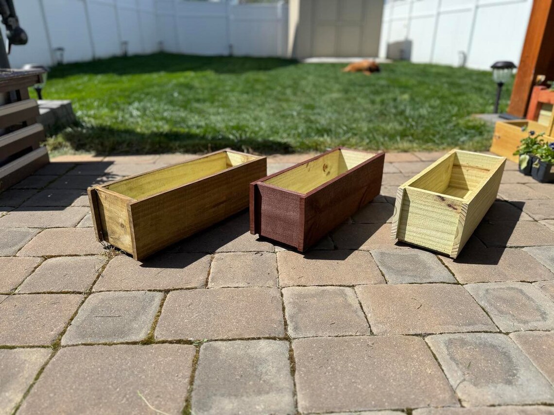 18 In. Rectangular Wooden Flower Planter Box Garden Yard Decorative ...