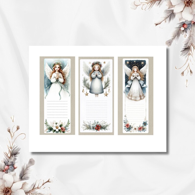 Angel Bookmarks Set of 9 Digital Download Christmas Angel Art Printable ...