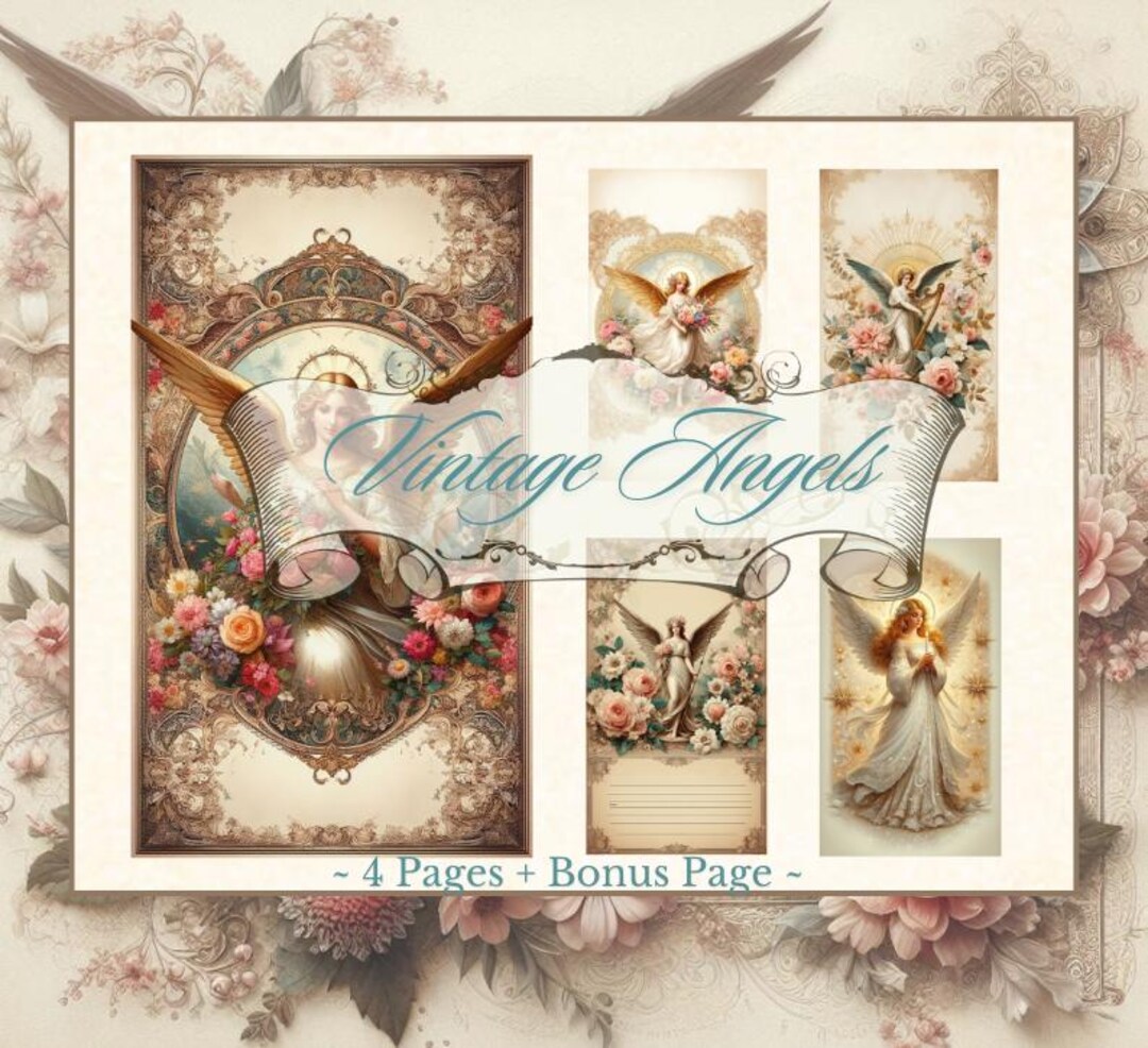 Vintage Aesthetic Angels Junk Journal Scrapbooking Card Making Collages ...