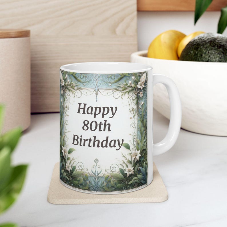 80th Birthday Mug: Elegant Blessing, Milestone Celebration Eightieth ...