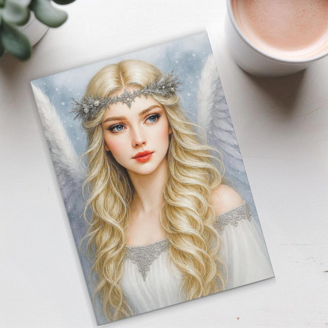 Angel Journal, Celestial Diary Notebook, Winter Solstice Angelic ...