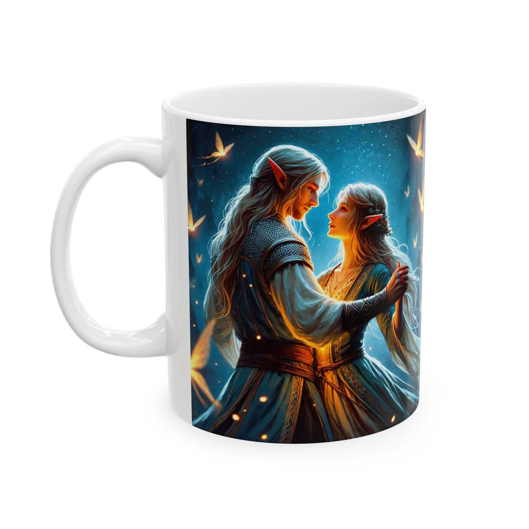 Elven Ceramic Mug, Romantic Starry Sky Tea Cup, Fantasy Couple Coffee ...