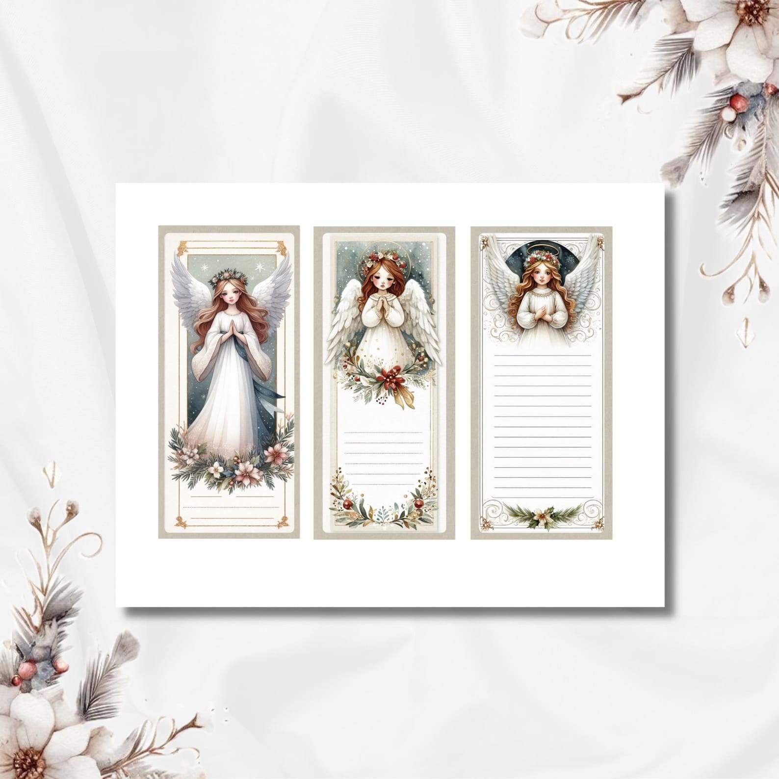 Angel Bookmarks Set of 9 Digital Download Christmas Angel Art Printable ...