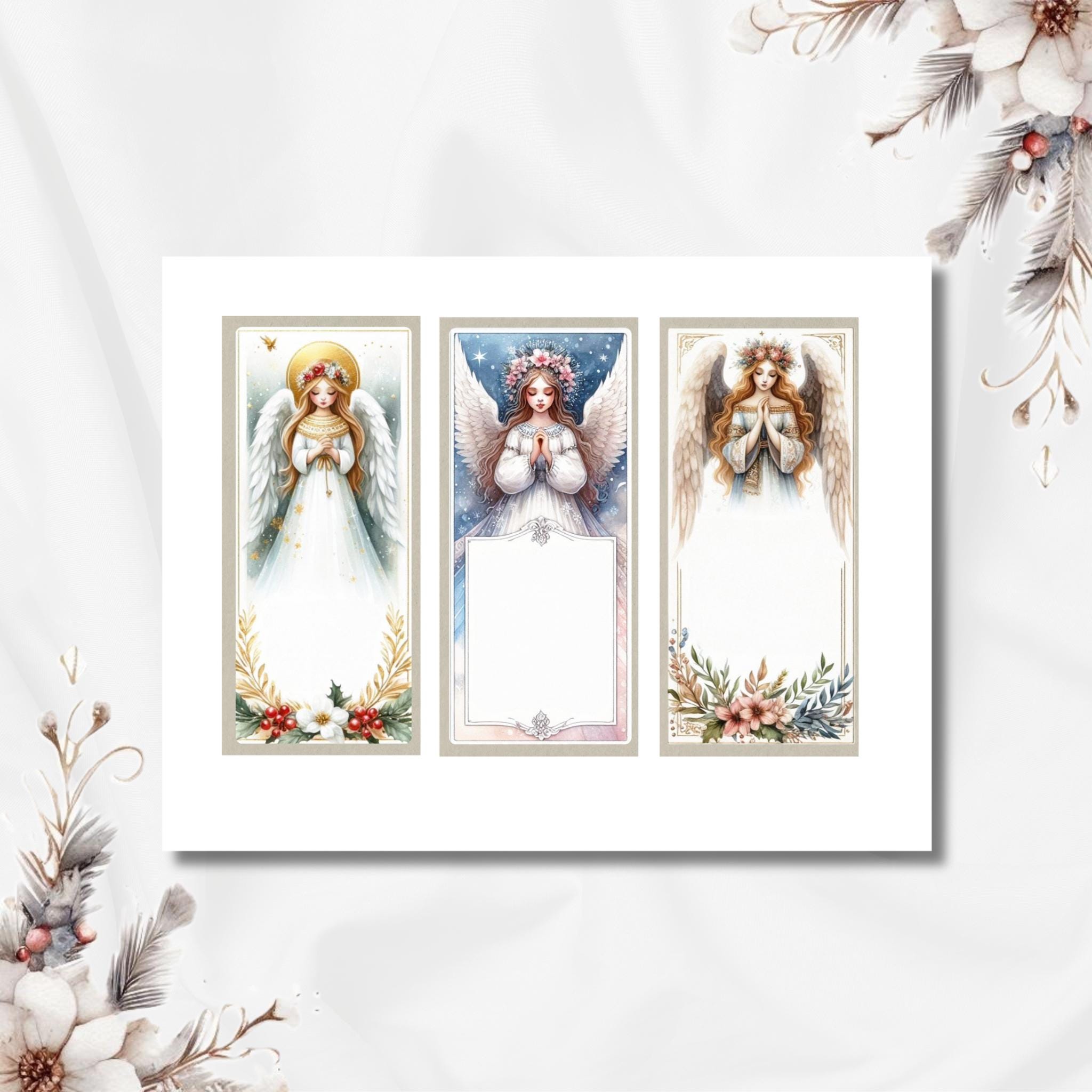 Angel Bookmarks Set of 9 Digital Download Christmas Angel Art Printable ...