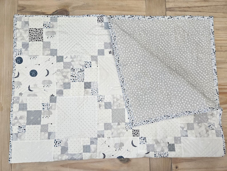 Handmade Baby Boy Quilt | Blue & Gray | Unique Nursery Item - Etsy