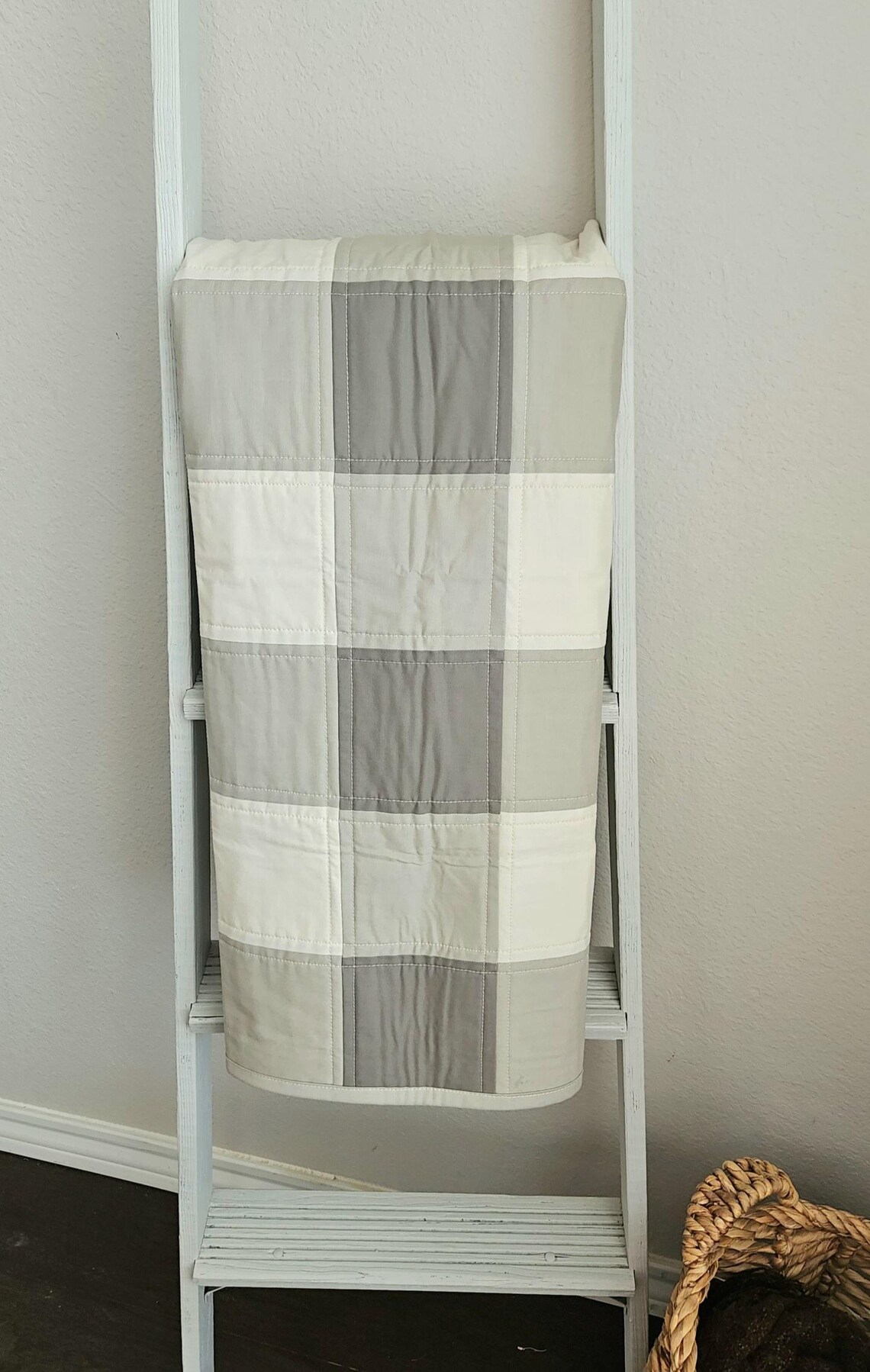 Handmade Neutral Gingham Baby Quilt – Soft Cotton Patchwork Blanket ...