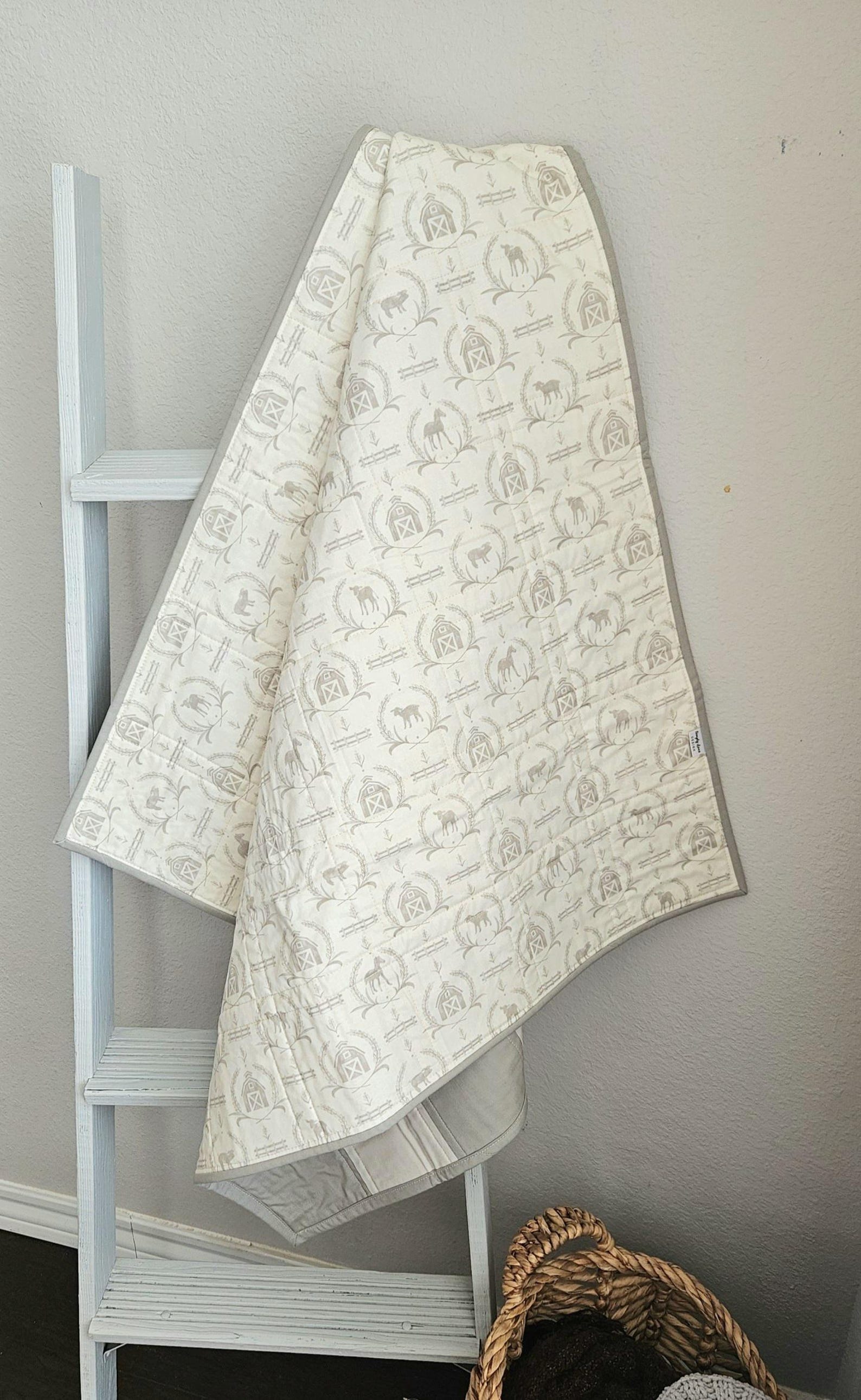 Handmade Neutral Gingham Baby Quilt – Soft Cotton Patchwork Blanket ...