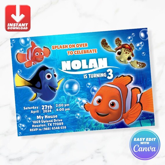 Nemo Birthday Invitation Template