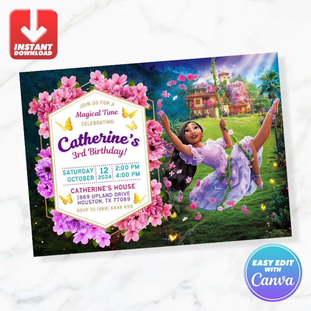 Encanto Birthday Invitation Isabela Birthday Invite Editable Template ...