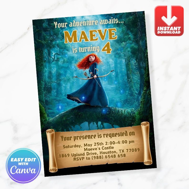 Brave Birthday Invitation Birthday Invite Editable Template Instant ...