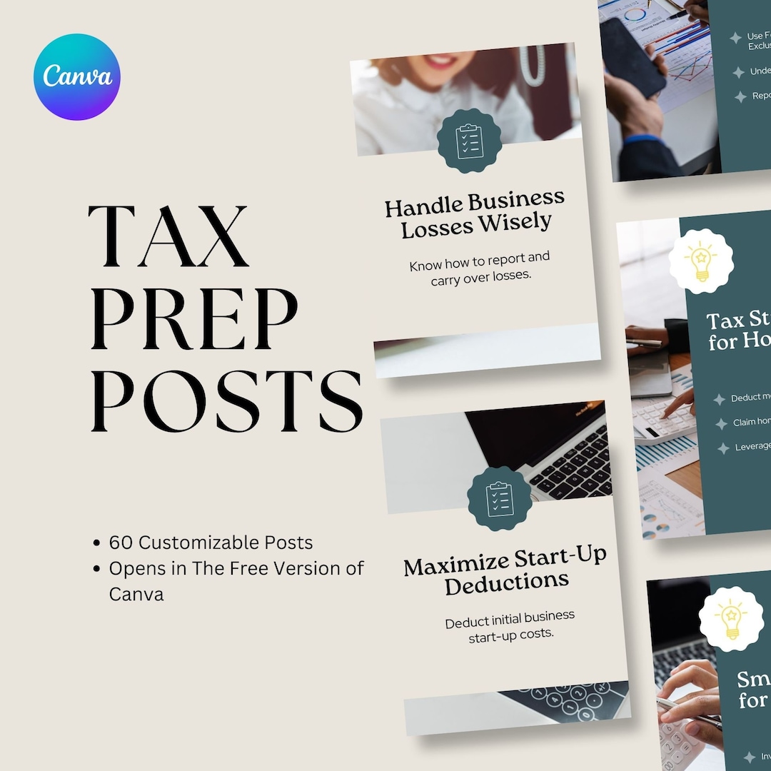 Tax Prep With 60 Canva-editable Digital Downloads Tax Templates for Tax ...