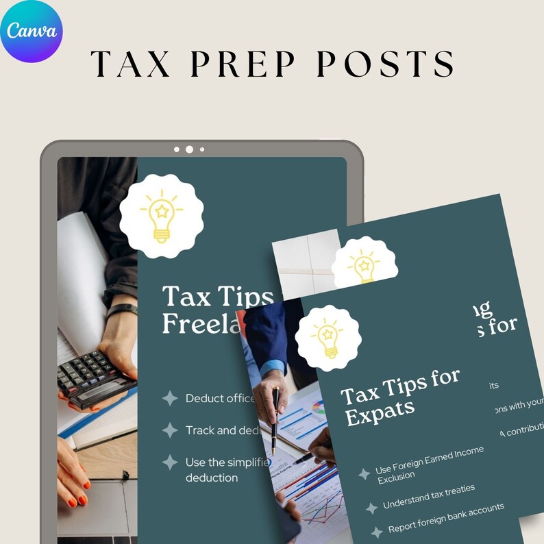 Tax Prep With 60 Canva-editable Digital Downloads Tax Templates for Tax ...