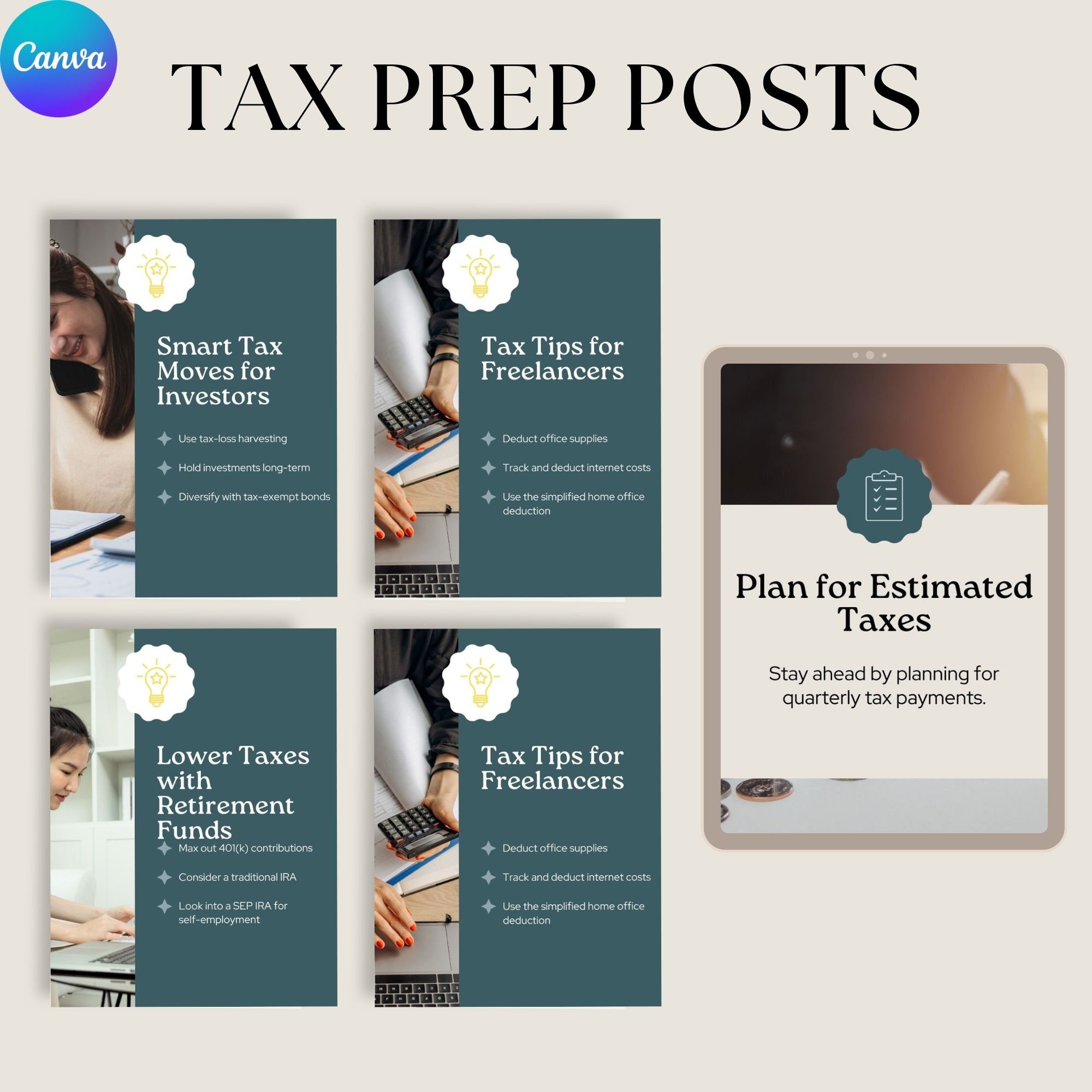Tax Prep With 60 Canva-editable Digital Downloads Tax Templates for Tax ...
